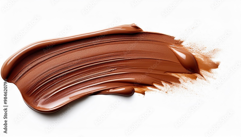 Rich Earthy Brown Paint Swatch on White Background. Smooth Brush Stroke ...