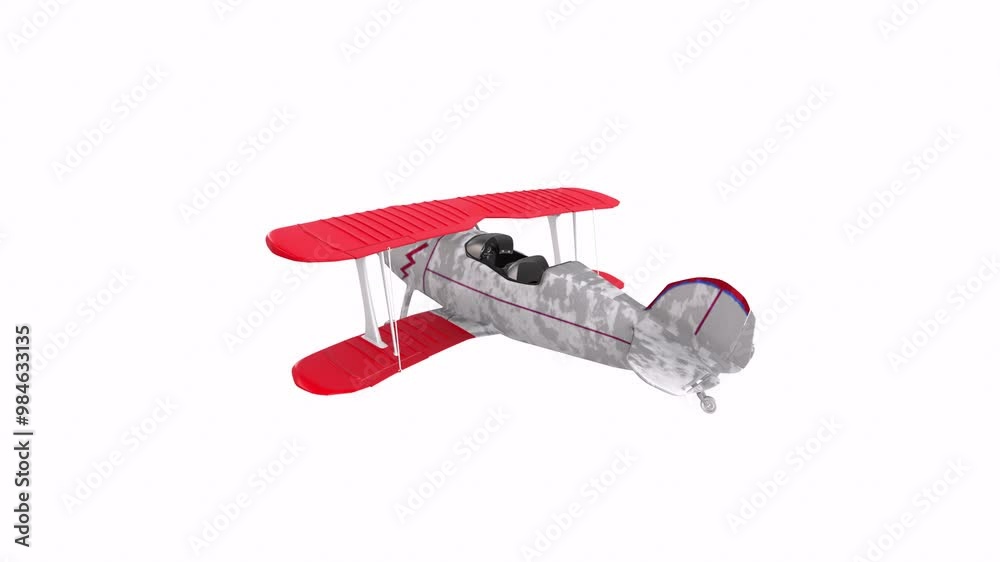 3D rendering of a detailed biplane model in a vibrant color scheme ...