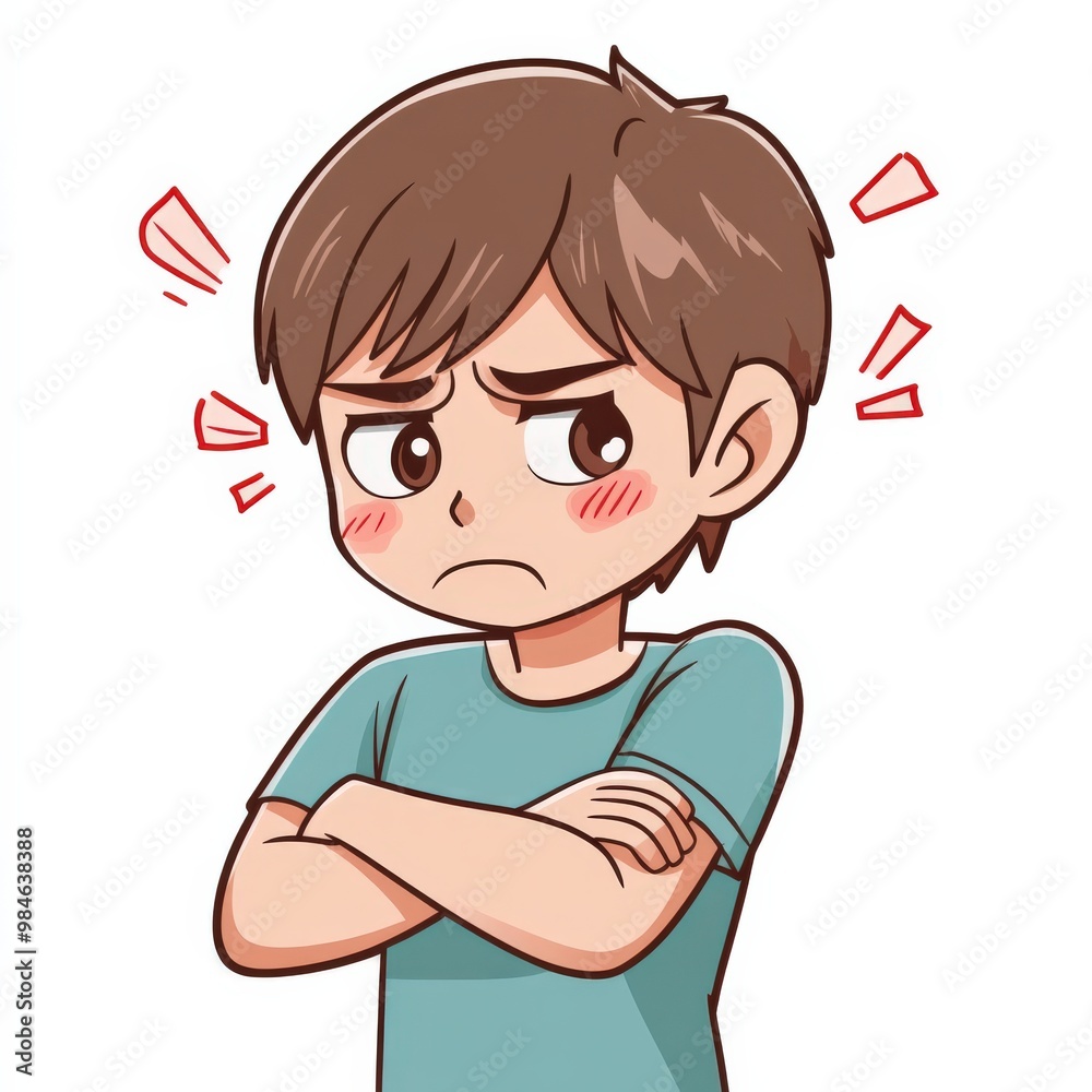 This vector-style illustration depicts a person scratching their arm ...