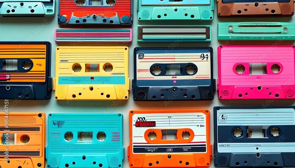 Vibrant Retro Cassette Tapes: A Nostalgic Tribute to 80s and 90s Music ...