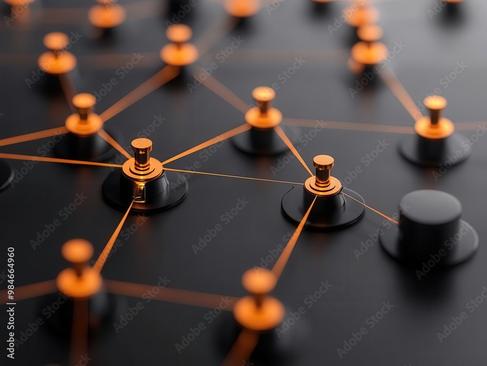 Business roadmap with milestones connected by glowing nodes ... Business roadmap with milestones connected by glowing nodes ...