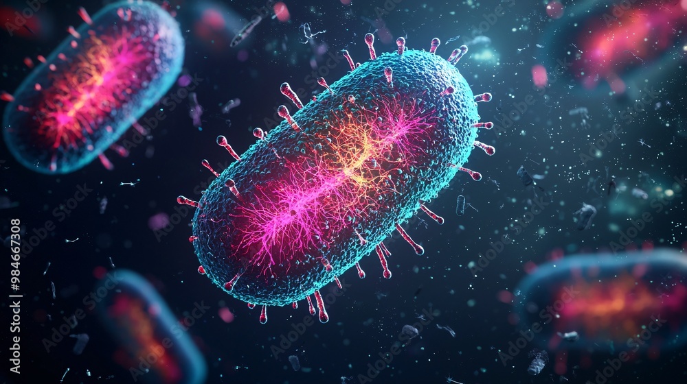 Diagram of bacterial binary fission, highlighting cell division process ...