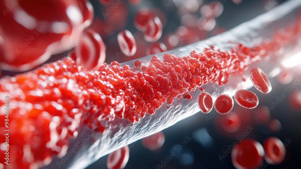 Red Blood cell 3d vein flow platelet wave of Blood cell cancer medicine ...
