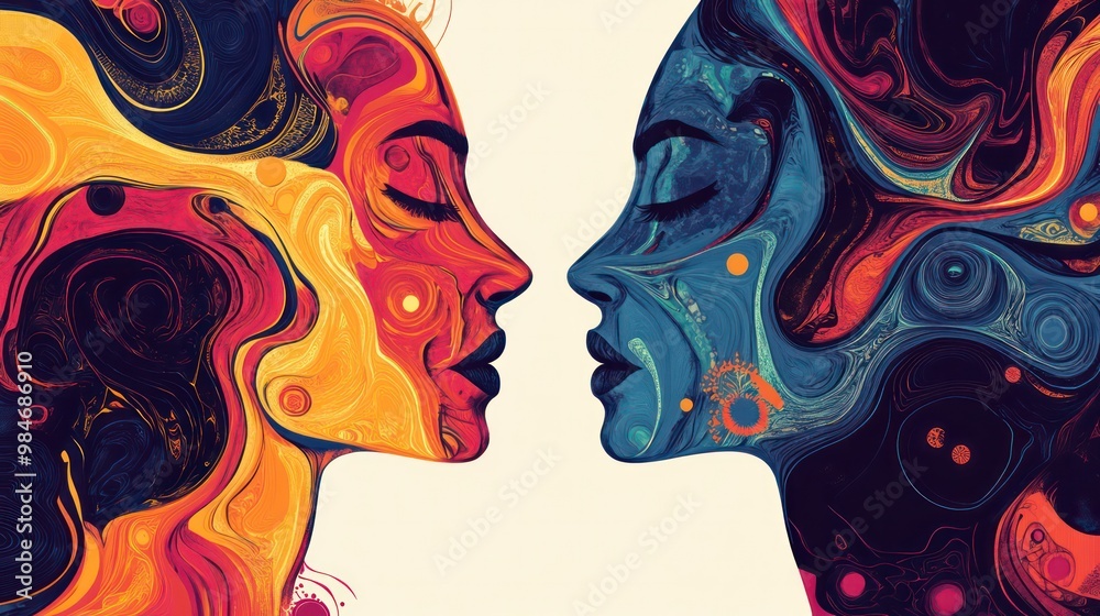 ภาพประกอบสต็อก Sexual fluidity and identity, a visual representation of ...