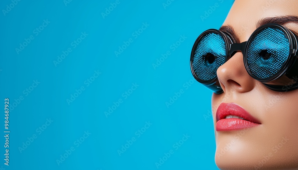 Optometry patient covering one eye with occluder, vision test in ...