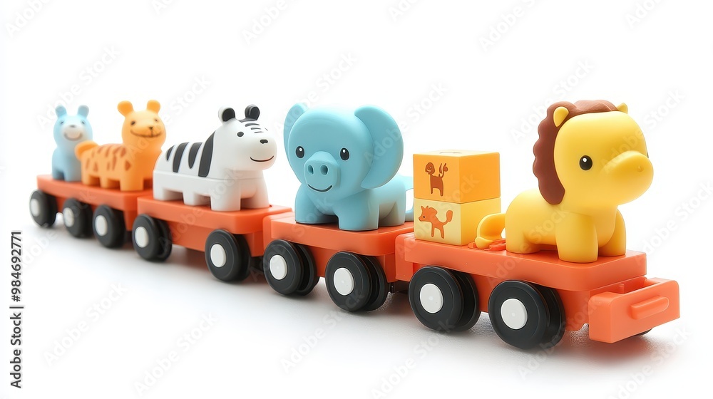 Colorful toy train with adorable animal figures, perfect for children's ...