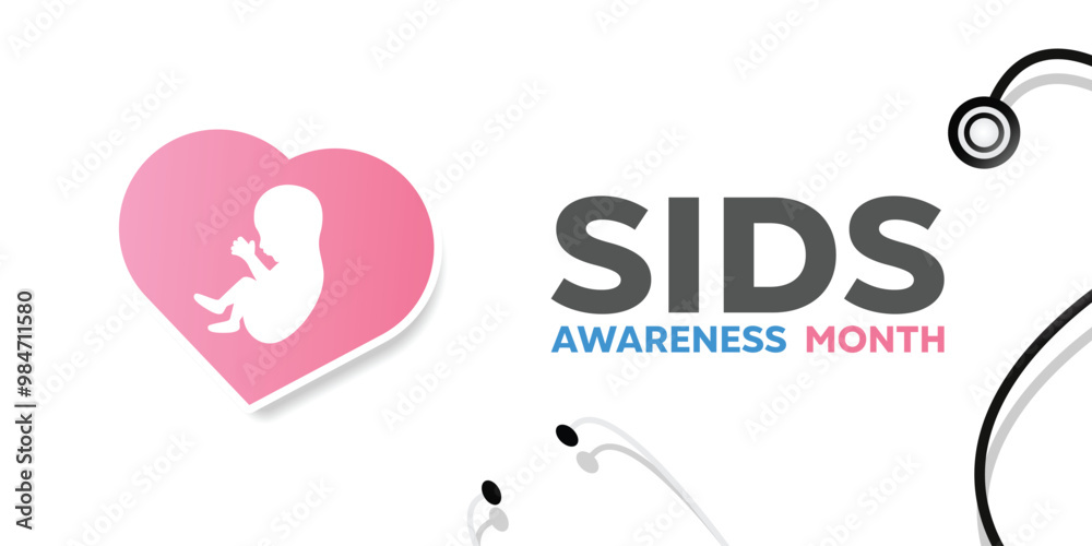 Sudden Infant Death Syndrome, SIDS Awareness Month. Baby, heart and ...