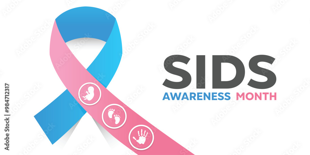 Sudden Infant Death Syndrome, SIDS Awareness Month. Ribbon, baby and ...