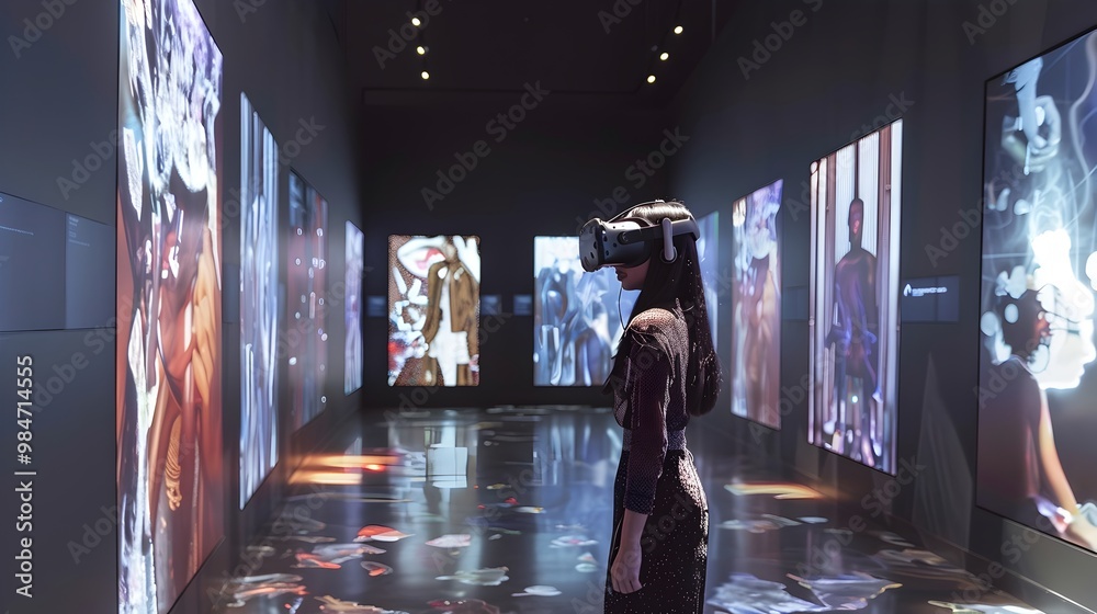 Immersive Virtual Reality Art Gallery with Interactive Digital Exhibitions of Contemporary Stock ...