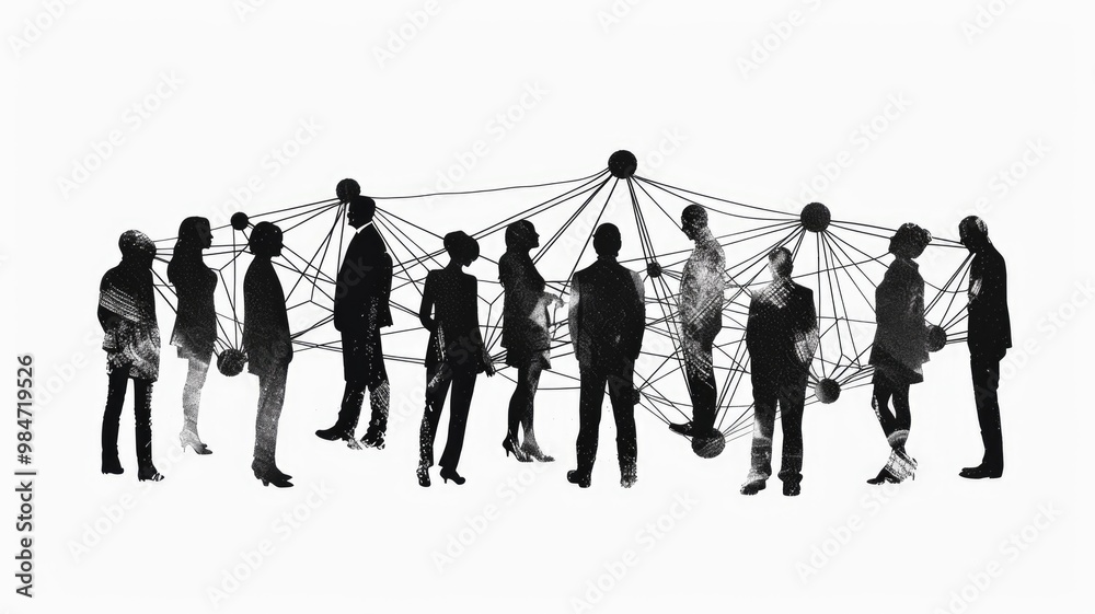 The picture of different people in a group sketched by black pencil ...