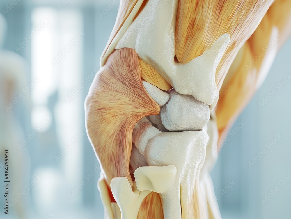 Knee pain from meniscus tear, showing a detailed anatomical image with ...