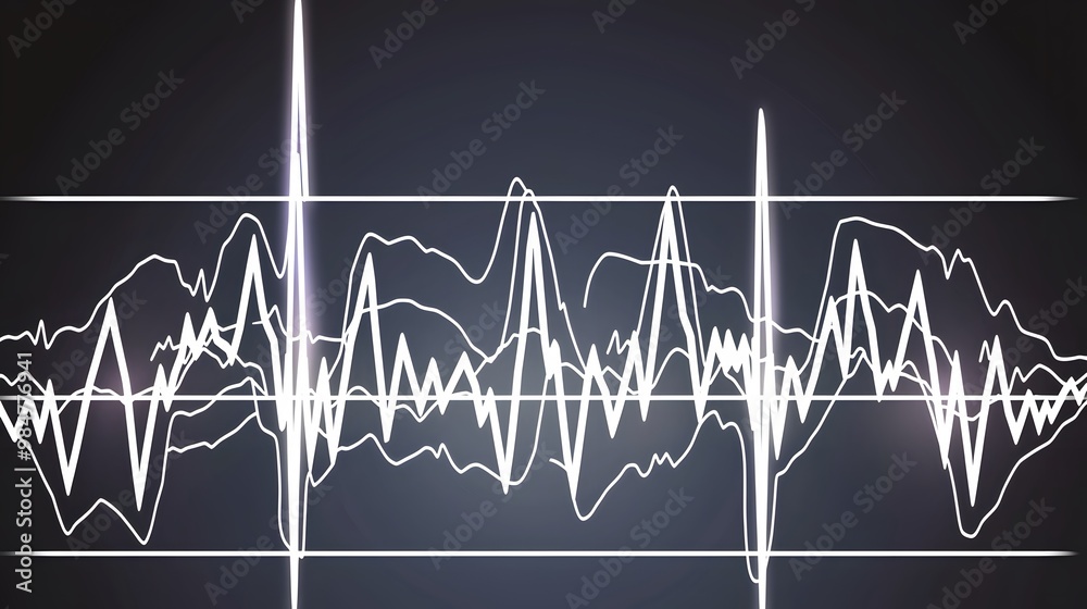 Heartbeat Graph: A white line chart with jagged peaks and valleys—a visual representation of ...