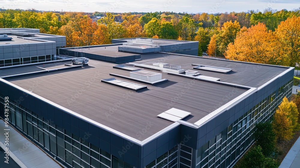 Roofing for commercial buildings, with a large office complex getting ...