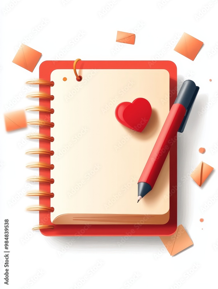 Lost Contact: Empty Address Book with Red Heart and Pen symbolizes lost ...