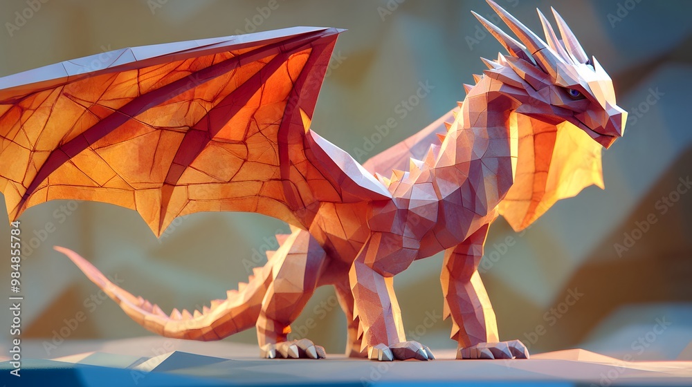 A low poly model of a dragon with detailed UV mapping, showing how ...