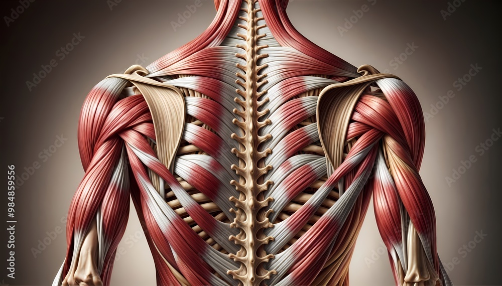Anatomical illustration of erector spinae muscle group in the human ...