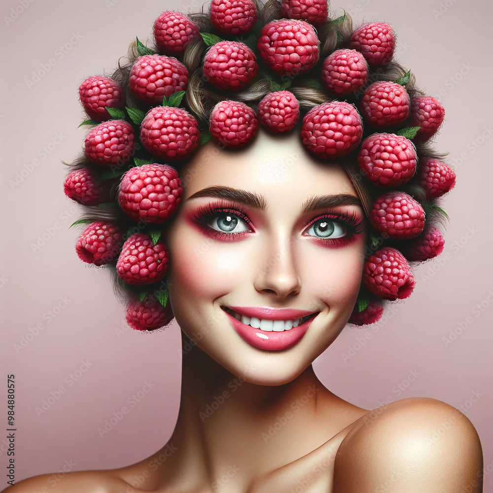 Stunning young woman with beautiful eyes and a radiant smile. Her hair ...