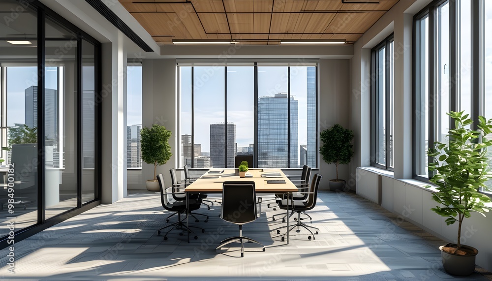 ภาพประกอบสต็อก modern conference room with large windows suitable for ...