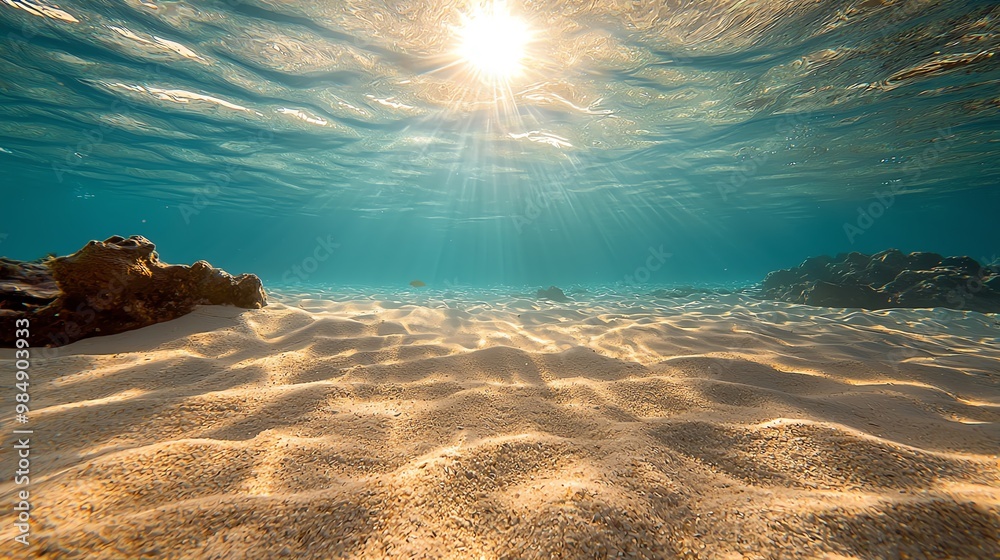 Sunlight filtering through underwater waves, creating dancing light ...
