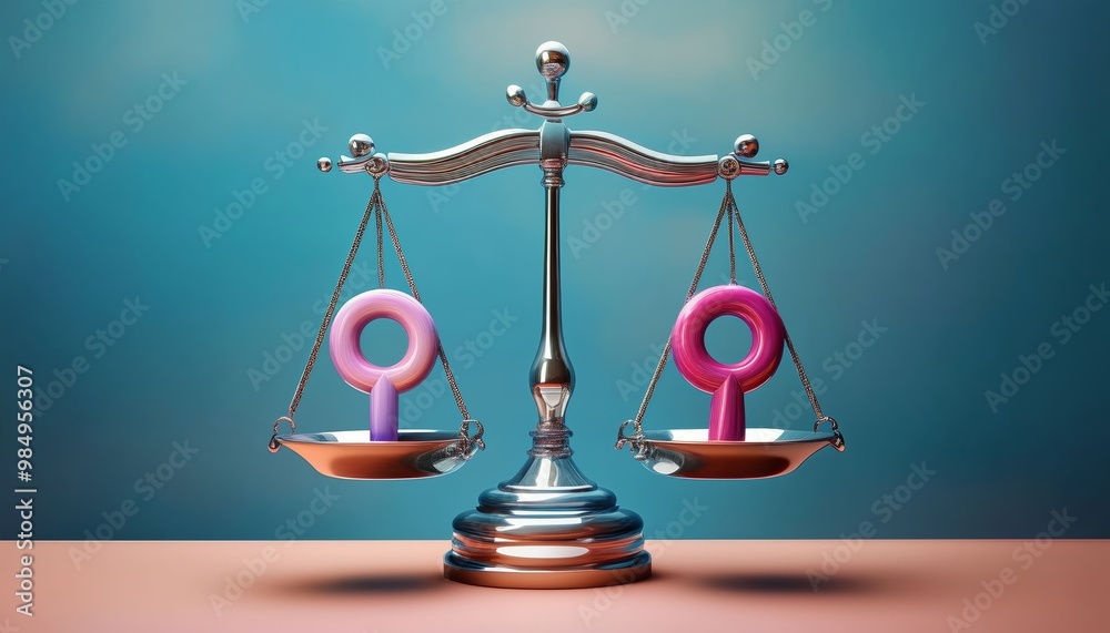 Abstract Gender Equality: Male and Female Symbols on Balanced Scale ...