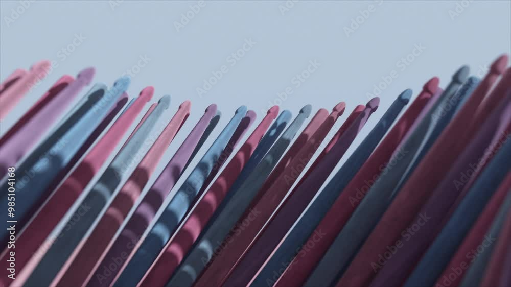 A close-up of pink and blue wooden sticks arranged in a gradient ...