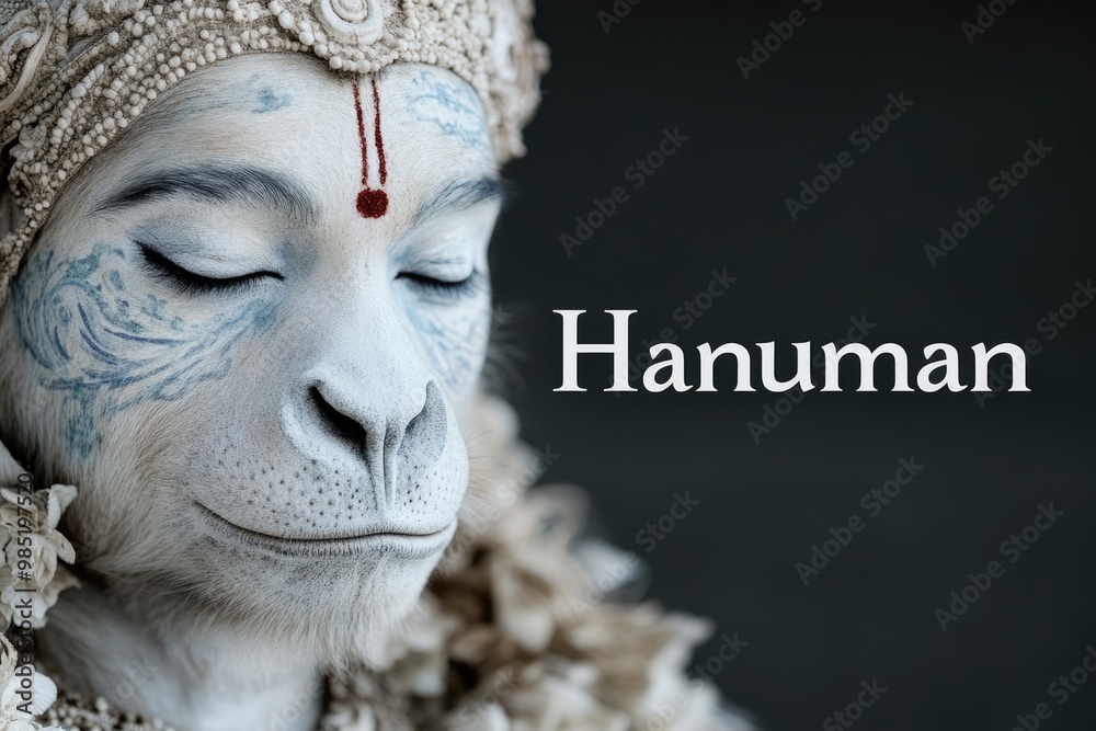 A depiction of Hanuman, the monkey like deity in Hinduism, known for ...