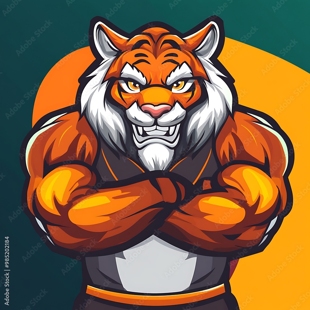 Muscular tiger mascot logo design for sports team, gaming, or brand ...