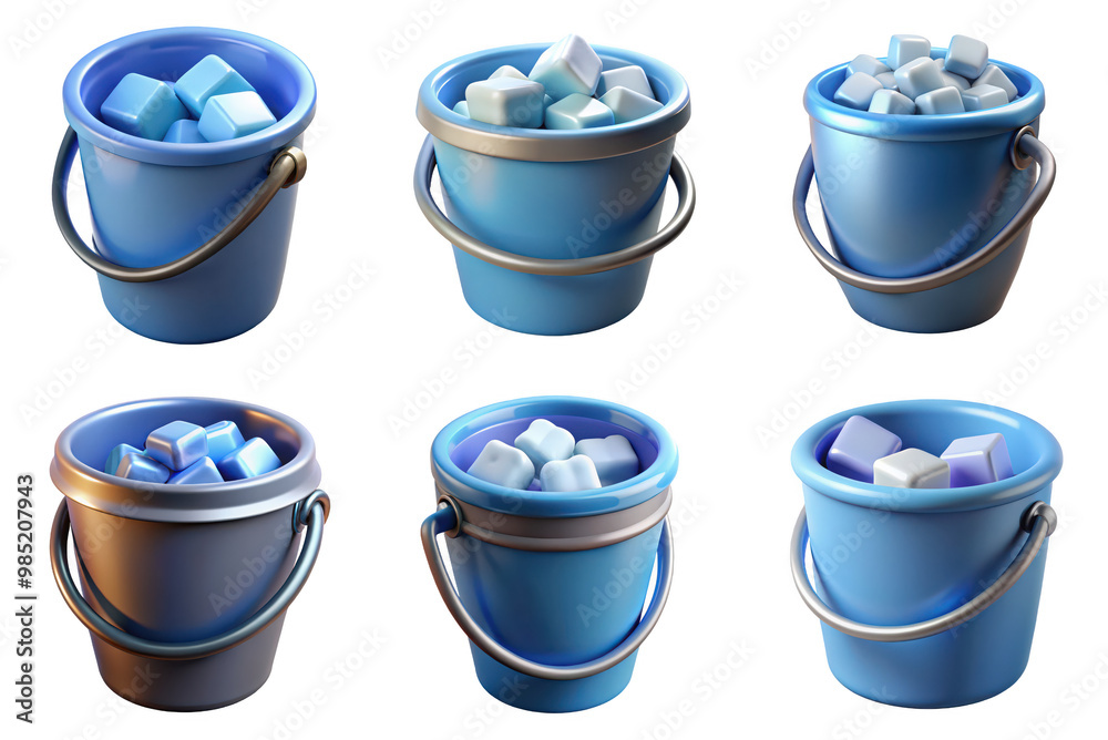 PNG ice bucket 3d collection, in cartoon style minimal on transparent ...
