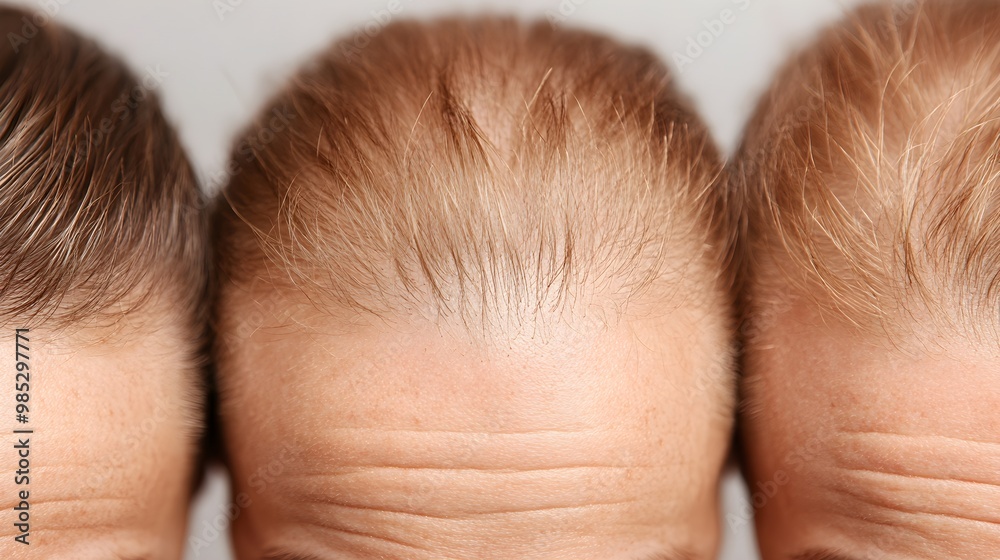 Scalp transformation time-lapse, with hair regrowing in stages after ...