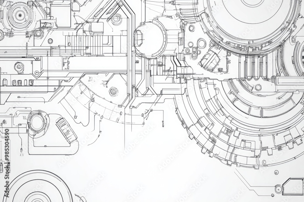 Line art illustration of a modern engineering technology background ...