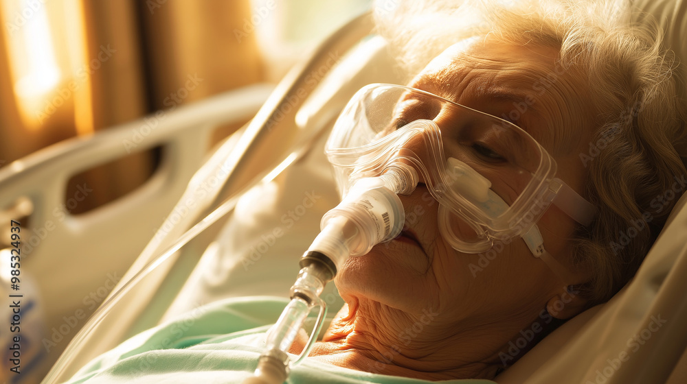 Oxygen concentrator being used to assist a patient with breathing Stock ...