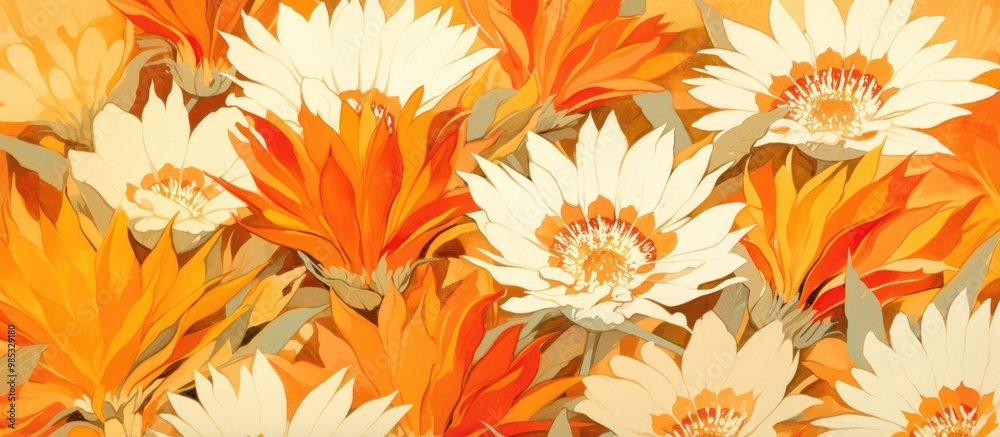 Orange and white Gazania rigens commonly known as Trailing Gazania in ...