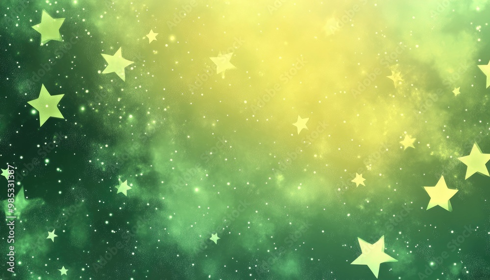 Light green and yellow 2D cartoon background featuring galaxy stars ...
