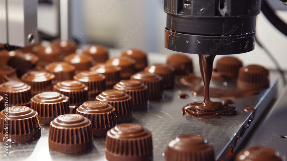 Chocolate Manufacturing Process in a Factory Using Automated Machinery ...