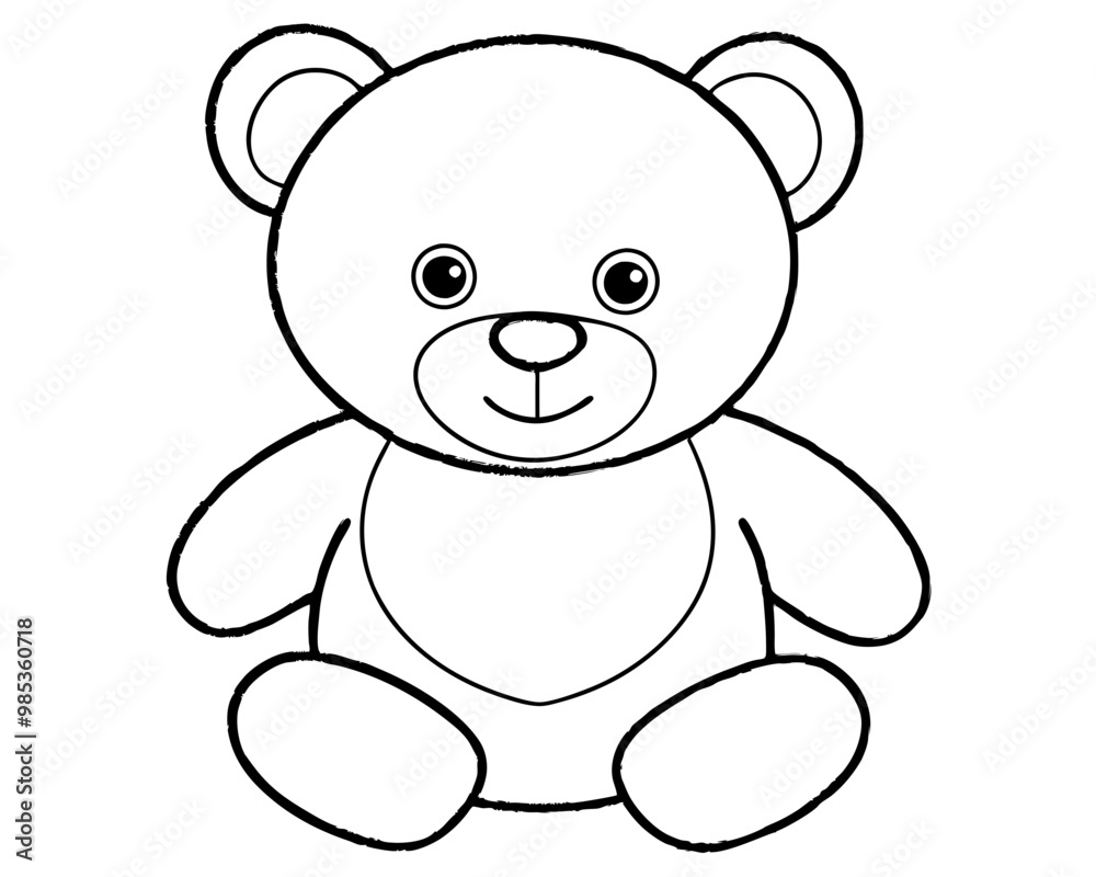 Baby teddy bear line art drawing, silhouette vector,teddy bear vector ...