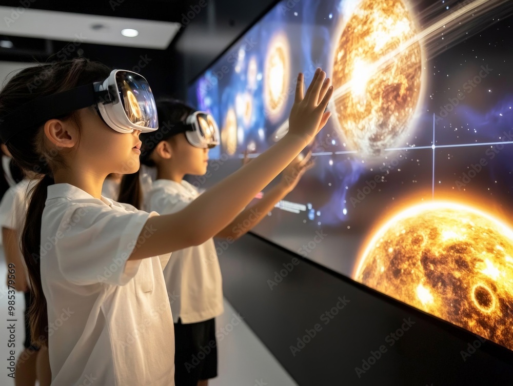 A classroom in Singapore using augmented reality technology to teach ...