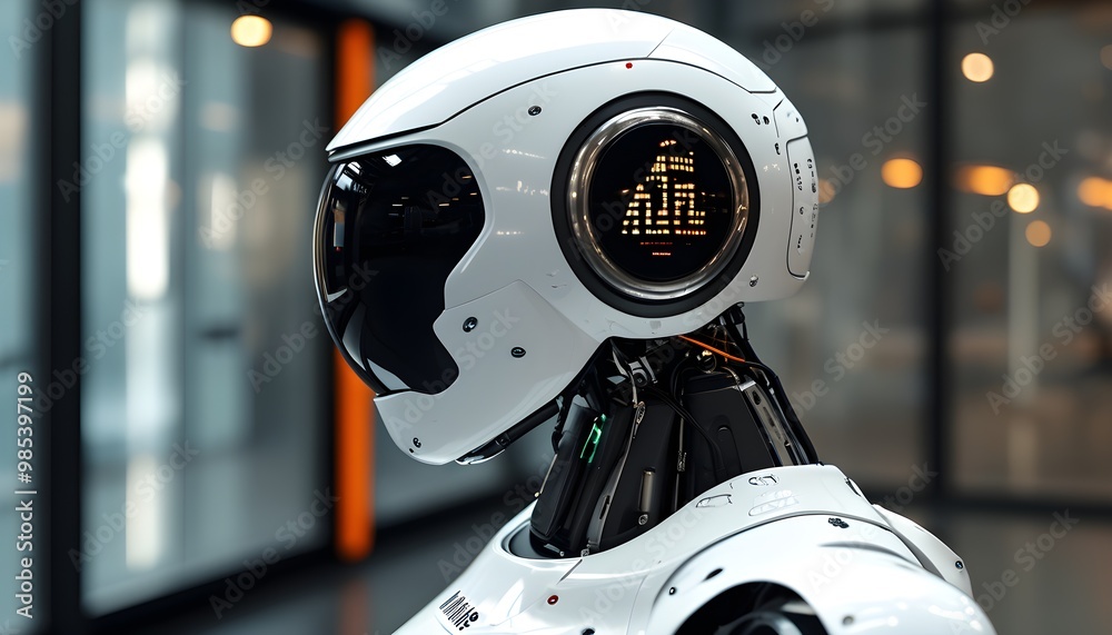 Futuristic android robot embodying artificial intelligence with AI ...