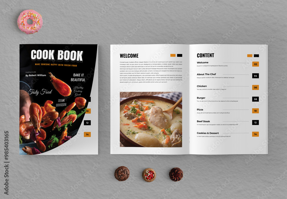 Cook Book Template Layout Stock Template | Adobe Stock