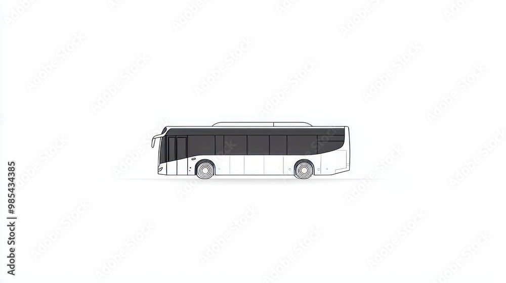 One line drawing of a bus for a modern illustration of public ...