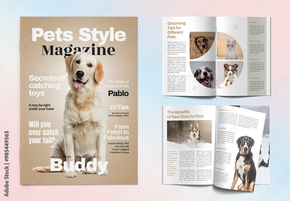 Pets Magazine Layout Stock Template | Adobe Stock