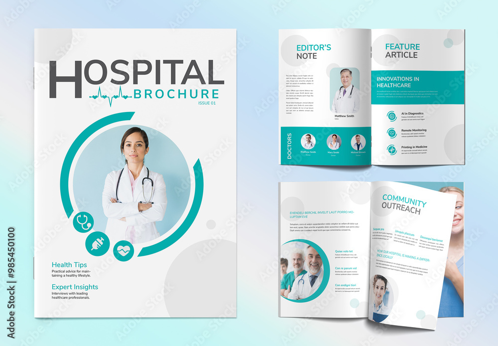 Hospital Brochure Layout Stock Template | Adobe Stock