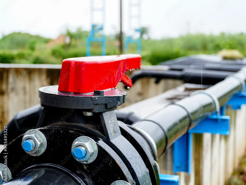 Butterfly valve. Valves are used to open and close water pipes or ...