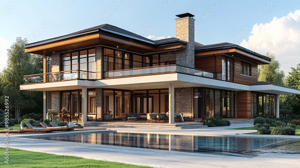 3d Rendering Of A House Plan Using Cad Software Featuring A Detailed Mockup Of House Design In