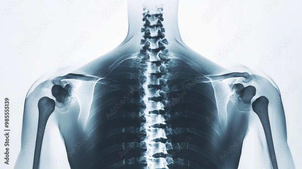 X-Ray Image of Human Torso: Visible Spine and Shoulder Bones Stock ...
