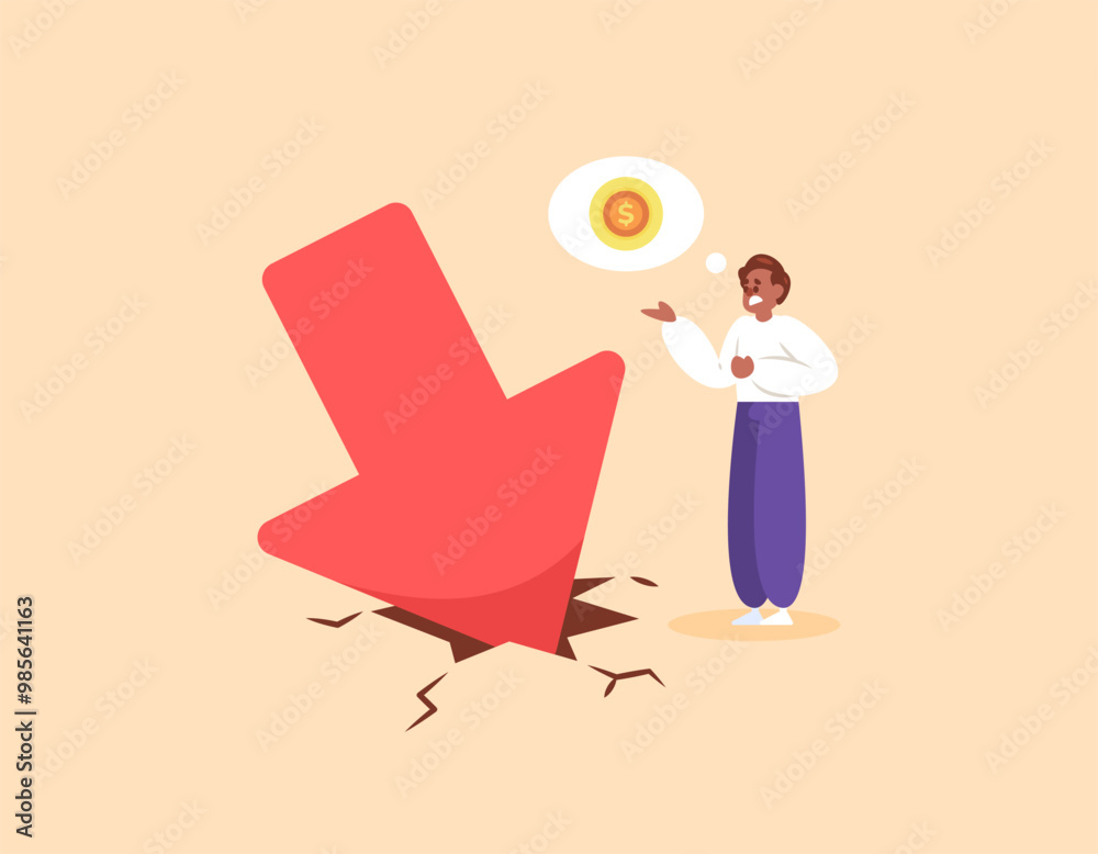 economic downfall and recession concept. bankrupt and failure ...