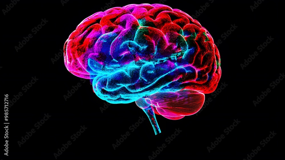 Brain Scan Showing Stroke Damage.A 3D image of a brain scan ...