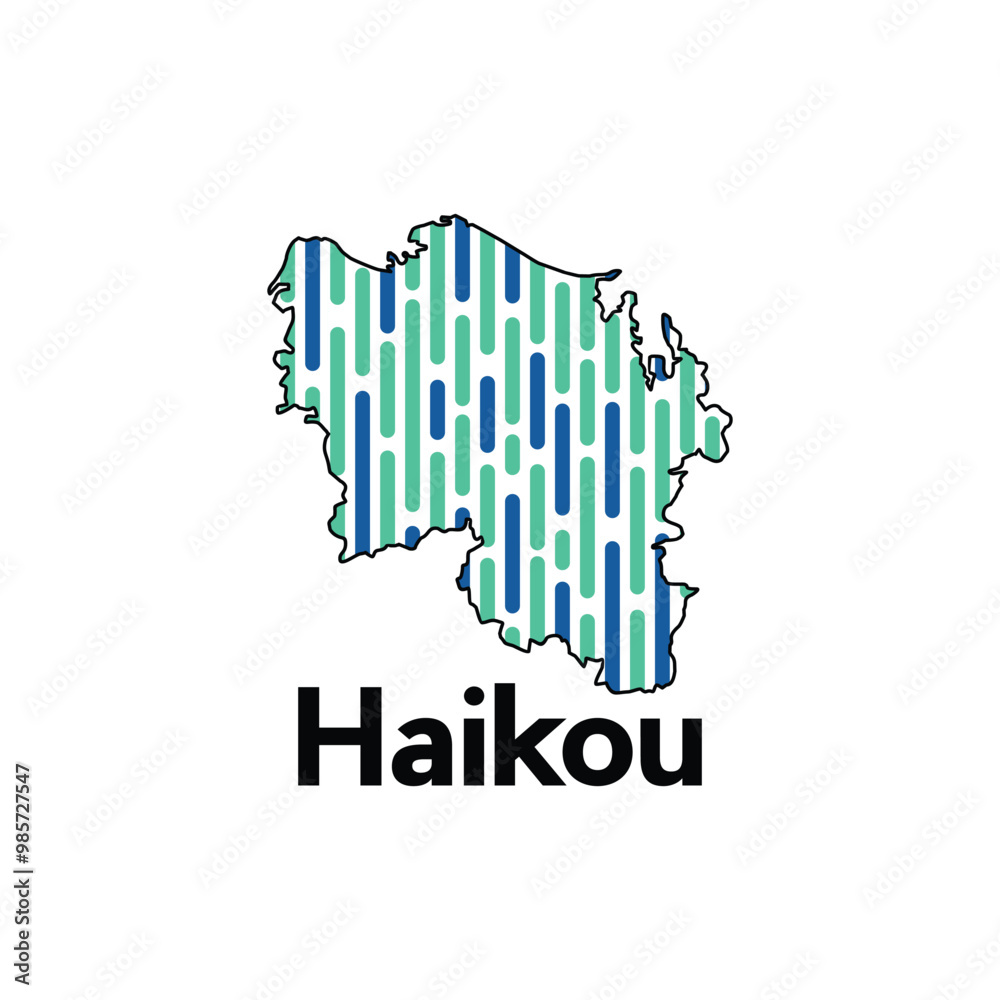 Vector map of Haikou City, data technology modern map design template ...