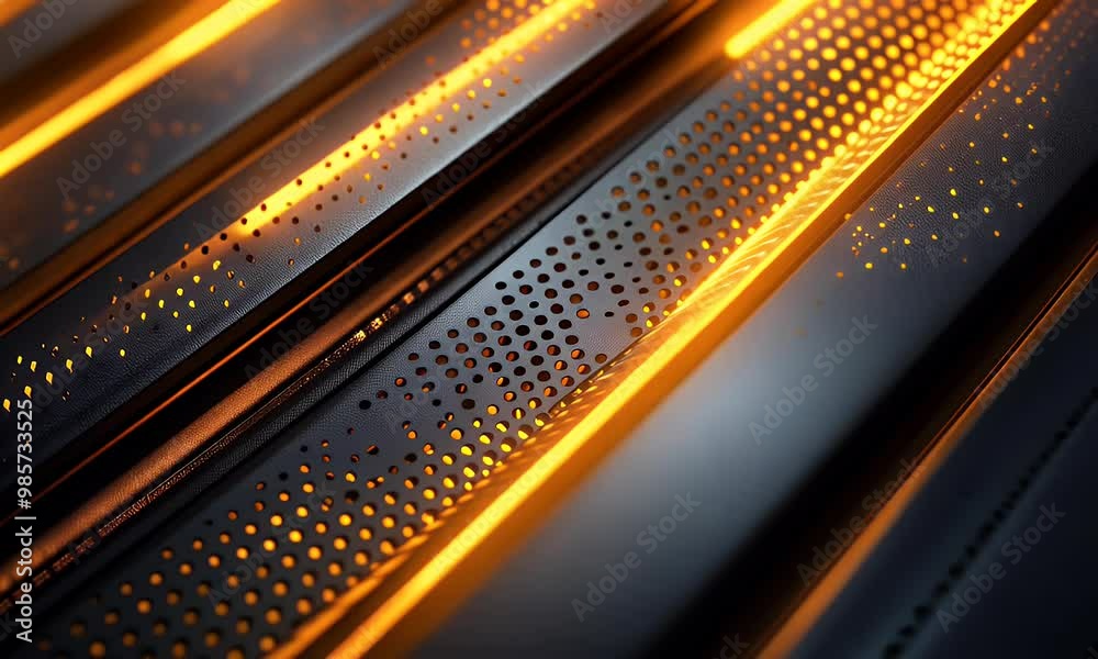 Abstract Orange Neon Lines with Black Perforated Metal Sheet - 4K High ...