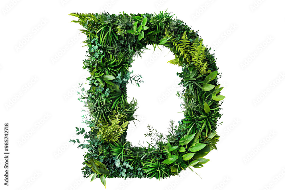 ภาพประกอบสต็อก Leafy Letter A with Transparent Background: Green Nature ...