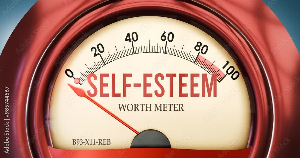 Self-Esteem and Worth Meter that hits less than zero, showing an ...